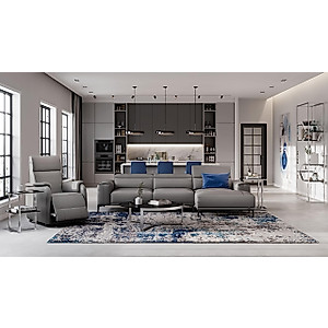 ZURI Rousso Leather Sofa with Ratcheting Headrests - Right Chaise - Slate