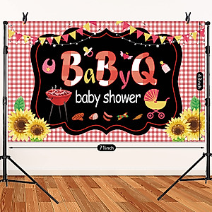 Large Size BBQ Baby Shower Backdrop, 71×43 Inch BBQ Baby Shower Banner Baby Shower Party Decoration Supplies BabyQ Shower Background for BBQ Baby Shower Gender Reveal Party Photo Studio Decoration