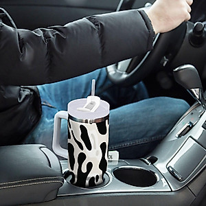 ARGTILDN 40 oz Tumbler Cow Print Spots Insulated Travel Mug with Handle and Straw Lid Stainless Steel Vacuum Coffee Cup Tea Beverage Container Water Bottles for Car Sports office