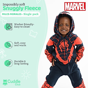 Cuddle Club Miles Morales Fleece Toddler Bunting Bodysuit - Miles Morales Toddler Clothes for Girl & Boy - Miles Toddler Onesie - Fleece Jumpsuit for Toddler - Miles Toddler Fleece Bunting 4T