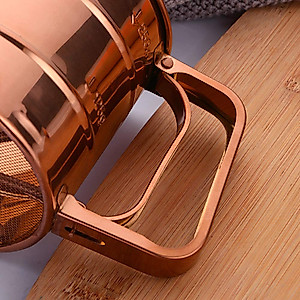 QIBOORUN Stainless Steel Sieve Cup Powder Flour Baking Tool Icing Sugar Mesh Sieve Colander Crank Sifter With Measuring Scale Baking Flour Sifter, 1-Cup Capacity -Rose Gold