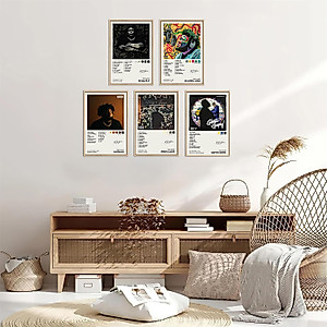 YGULC Rod Poster Wave Nostalgia Beautiful Mind Soulfly Ghetto Gospel Pray 4 Lover Music Album Cover Signed Limited Edition Paper Poster (Set of 5) Unframe：08x12inch(20x30cm)