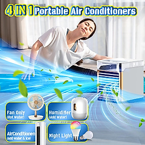 Ittoir Portable Air Conditioners, Cooling Fan Air Conditioner, Mini Air Conditioner with 3 Wind Speed & 2 Mist Level, Evaporative Air Cooler, Air Conditioner Portable for Bedroom Office Home, Gold