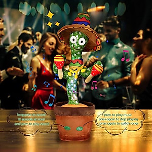 MIAODAM Dancing Cactus Toy Singing, Talking, Repeating Cactus, Funny Electric Dancing Talking Cactus Repeating Toys for Kids, Plush Interactive Toy Figures
