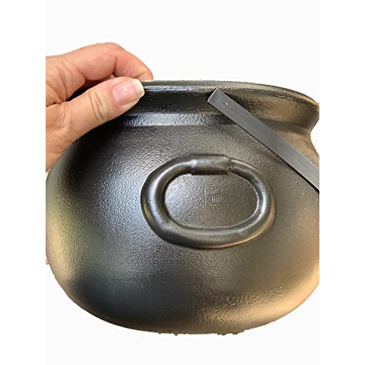 Black Plastic Planter, Antique, Cast Iron Looking Cauldron Kettle Flower Pot 8" with Handle, Early American Style