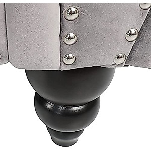 Chesterfield Sofa, Modern Tufted Velvet Couch 3 Seater with Scroll Arms and Nailhead for Living Room, Bedroom, Office, Apartment (Grey)