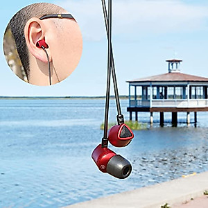 ZXQ A5 Wired Earbuds,in-Ear Headphone,Wired Earphones with Microphone, Ear Buds Wired Bass,Sweat Resistance for Workout Sport,Memory Foam,Noise Isolation,Tangle-Free Cord (Red)