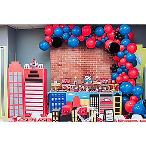 Navy Blue Red Black Balloon Garland Arch Kit，138 pcs Latex Royal Blue Red Black Latex Birthday Balloons for Spider hero theme birthday Baby Shower Graduation Party Decorations