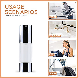 longway 1.7oz/50ml Airless Pump Bottles Silver Airless Cosmetic Cream Pump Bottle Travel Size Dispenser Refillable Containers（Pack of 6）