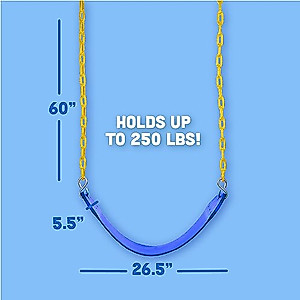 Squirrel Products Heavy Duty Strap Swing Seat - Playground Swing Seat Replacement and Carabiners for Easy Install - Blue
