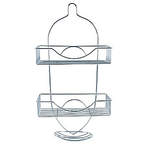 Bath Bliss 2 Tier Rainbow Design Shower Caddy | Over the Shower Head | Bathroom Organizer | Shampoo and Soap Holder | Rust Resistant | Chrome