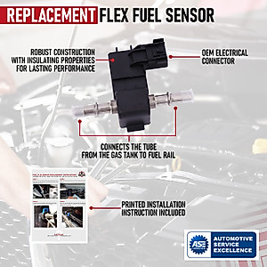 Replacement Flex Fuel Sensor, Compatible with Buick, Chevy, Cadillac, GMC - 2012-2021 - Replaces 13577429, 13507129 Lacrosse, ATS, SRX, Caprice, Equinox, Impala, Silverado 1500, Tahoe, Sierra 2500HD