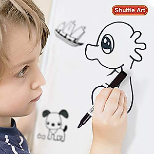 Shuttle Art Dry Erase Markers, 15 Pack Black Magnetic Whiteboard Markers with Erase,Fine Point Dry Erase Markers Perfect For Writing on Whiteboards, Dry-Erase Boards,Mirrors for School Office Home