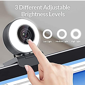 Angetube Streaming 1080P HD Webcam Built in Adjustable Ring Light and Mic. Advanced autofocus AF Web Camera for Google Meet Xbox Gamer Facebook YouTube Streamer