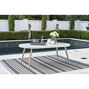 Signiture Design by Ashley Seton Creek Outdoor Dining Table, 80" W x 42" D x 29" H, White & Light Brown