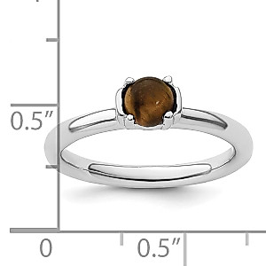 IceCarats 925 Sterling Silver Tigers Eye Stackable Ring Gemstone Band Size 6