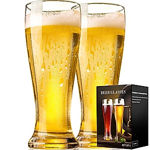 PARACITY Beer Glasses 16 oz, Pint Glasses Set of 2, Pilsner Beer Glasses, Wheat Beer Glasses, Glasses Drinking Set, Glassware Gift for Men
