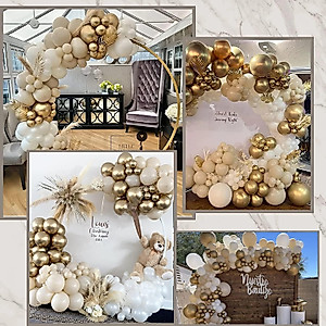 White Sand Gold Balloons Garland Arch Kit Gold White Nude Balloons with Metallic Chrome Gold Latex Balloons for Wedding Baby Bridal Shower Engagement Anniversary Birthday Decorations