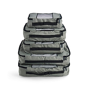 TravelWise Luggage Packing Organization Cubes 5 Pack, Silver, 2 Small, 2 Medium, 1 Large