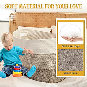 AROPEME XXXXL Large Storage Basket for Organizing, 25"x13"x16" Laundry Basket, Cotton Rope Basket, Blanket Basket Living Room, Woven Toy Basket for Baby, Nursery Storage Bin, Gradient Brown