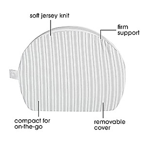 Boppy Pregnancy Wedge Pillow with Removable Jersey Pillow Cover, Gray Modern Stripe Design, Firm Compact Support, Portable Prenatal and Postnatal Positioning