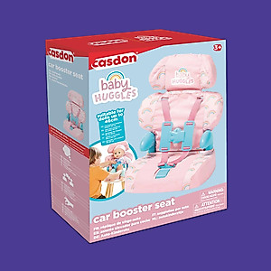 Casdon Baby Huggles Toys - Pink Booster Seat - Car Seat For Dolls with Adjustable Headrest & Buckles - Fits Dolls Sizes Up to 14" - Suitable for Preschool Toys - Playset for Children Aged 3+
