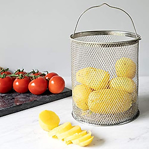 Navaris Asparagus Pot - Stainless Steel Asparagus Vegetable Steamer Spaghetti Pasta Stovetop Cooker with Removable Basket and Lid - BPA Free - 4.1 Qt