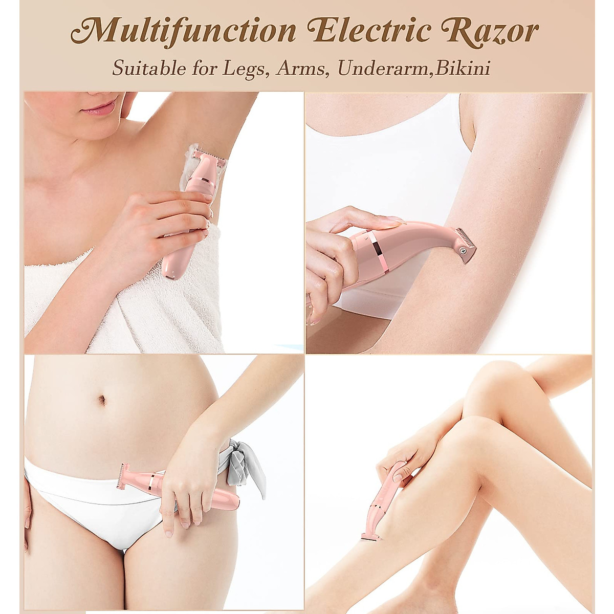 Electric Razor for Women Legs Bikini - Rechargeable Lady’s Shaver and Trimmer with Unique One Ultra-Thin Blade Design, Quickly Remove Hair in One Pass