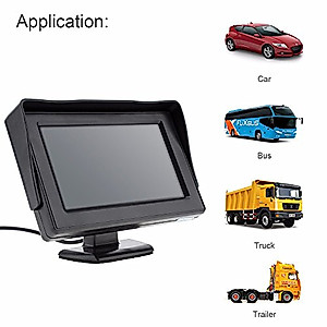 B-Qtech 4.3 inch Color TFT LCD Display Backup Camera Monitor only Rear View Reverse Camera Display for Car SUV Van Truck(Power Supply: DC 12V)
