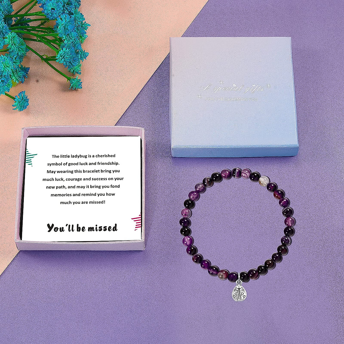 Ladybug Coworker Bracelet - Good Luck Farewell Gift for Women and Men