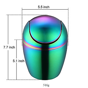 Buyer Star Mini Desktop Trash Can with Swing Lid 18/10 Stainless Steel Counter Top Garbage Bin Egg Shaped Metal Waste Bin (Rainbow, 0.4 Gallon)