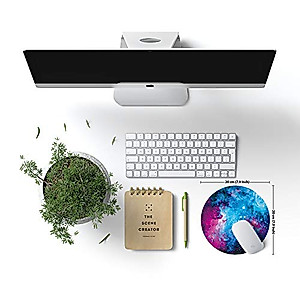 BOSOBO Mouse Pad, Round Nebula Galaxy Mouse Pad, Personalized Designs, Dual Stitched Edges, Anti-Slip Rubber Base, Customized Mousepad for Women Girls Office Computer Laptop Travel, 7.9 x 7.9 Inch