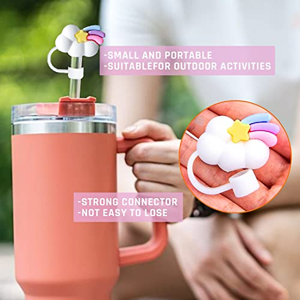 6Pack Straw Covers Compatible with Stanley 30&40 Oz Tumbler&Simple Modern 40 oz Trek Tumbler,Soft Silicone Straw Tip Toppers, Straw Protectors Cap, Reusable Drinking Straw Covers for 10mm Straws