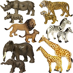 SB TOYS Premium Realistic Safari Zoo Wild Animals Set (12 Piece) - Parent and Baby Zoo Animals, Safari Animals, Jungle Animals, African Animals - Educational Child Development Toy - Animal Toy Figures