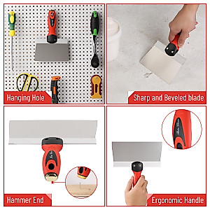 Bates- Putty Knife Set, 5 Pack, Stainless Steel, 14", 12", 10", 8", 6", Putty Knives, Drywall Knife Set, Putty Knife Scraper, Spackle Knife Set, Scraper Tool, Paint Scraper Tool, Drywall Knifes Set