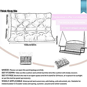 Dttra Garden Bench Seat Cushion, Waterproof Swing Replacement Cushions with Backrest and Ties, Outdoor Porch Patio Swing Non-Slip Chairs Pad (A, 40 * 60in)