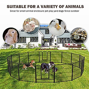Avocahom Metal Dog Playpen 16 Panel Dog Pen 32Inch Height Exercise Pen w/2 Doors for Small/Medium Dogs Outdoor Indoor RV Yard w/36 Floor Protectors & 8 Straps, Black