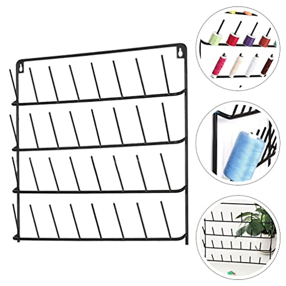 VICASKY Spools Thread Rack Metal Thread Holder Organizer with Hanging Hooks for Embroidery Quilting and Sewing Threads Black