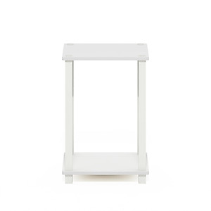 Furinno Simplistic End Table, Small, White/White