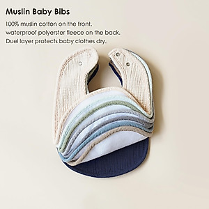 MairMore 8 Pack Baby Muslin Bibs 100% Cotton Bibs for Boys Girls,Soft and Absorbent Bib Set for Feeding and Drooling