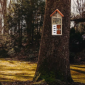 Lulu Home Wooden Insect House, Hanging Insect Hotel for Bee, Butterfly, Ladybirds, Beneficial Insect Habitat, Bug Hotel Garden, 10.4 X 3.4 X 5.4 Inch