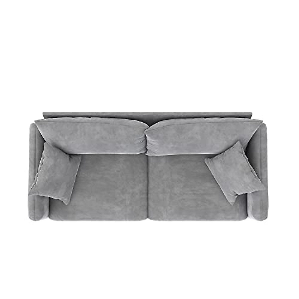 Novogratz Magnolia 3 Seater Sofa with Pillows, Pocket Coil Seating, Light Gray Velvet