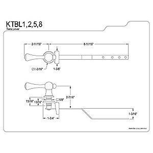 Kingston Brass KTBL2 Buckingham Toilet Tank Lever, 2-5/8", Polished Brass