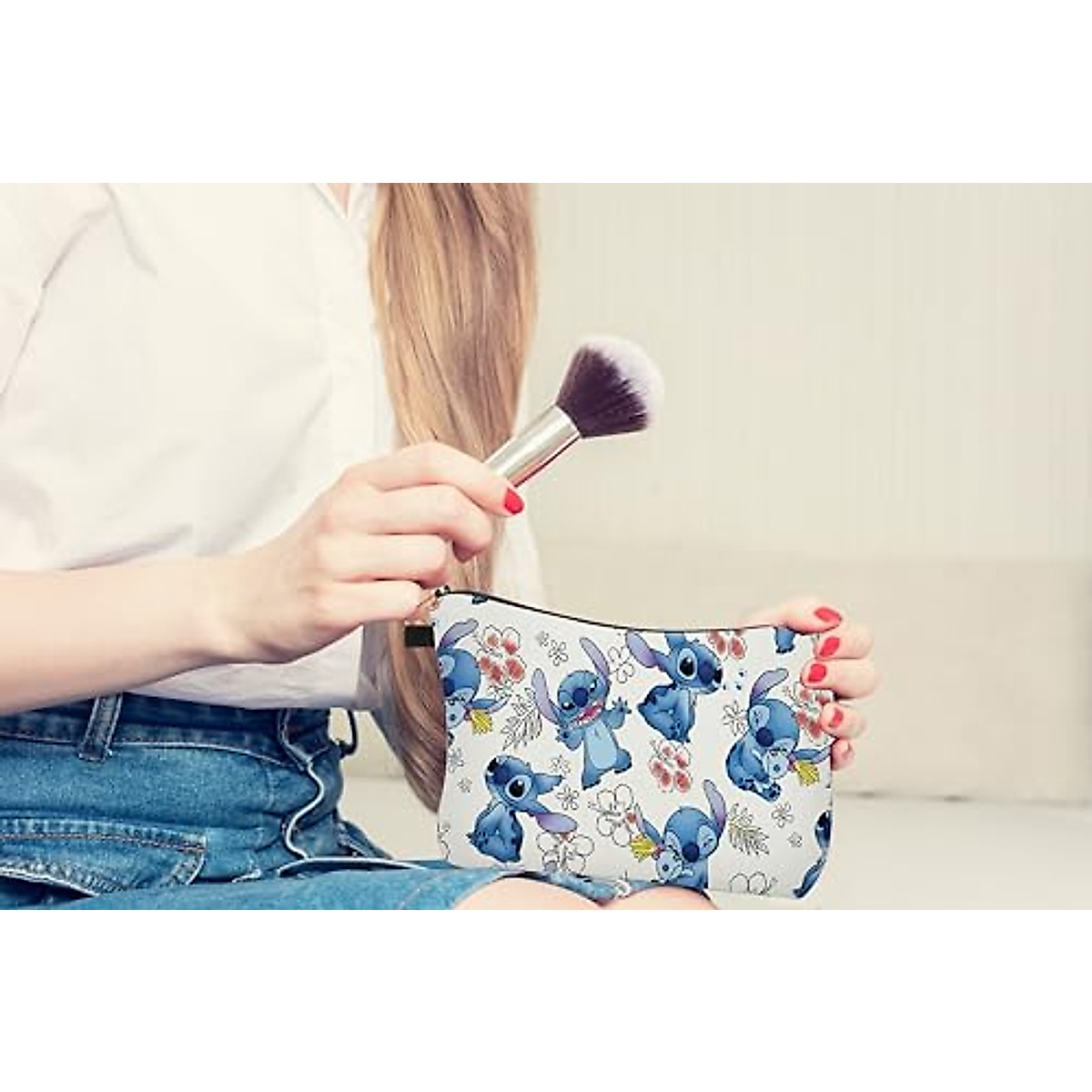 MRSP Cosmetic Bag Makeup bags for women,Small makeup pouch Travel bags for toiletries waterproof (Stitch 02)