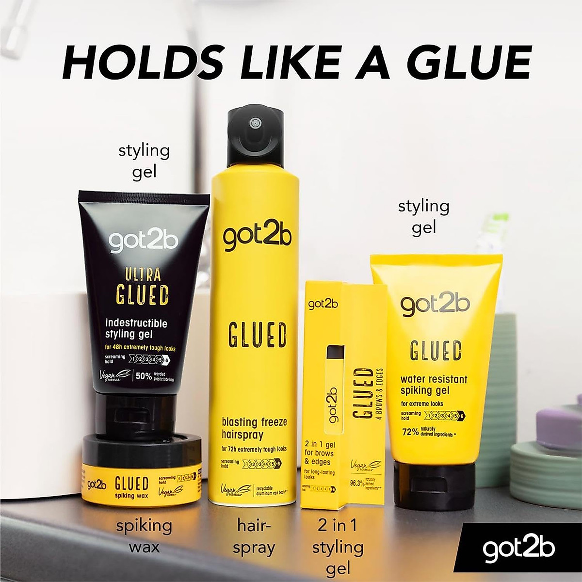 Schwarzkopf Got2b Glued Styling Spiking Glue Water Resistant (150ml) - Pack of 2