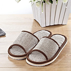 Aniywn House Slipper Cotton Flax Slippers for Women and Men Open Toe Memory Foam Washable Casual Indoor Outdoor Home Slippers