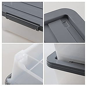 Vcansay 40 Quart Plastic Underbed Storage Boxes with Lids, Large Under Bed Storage Bins with Wheels, 3-Pack