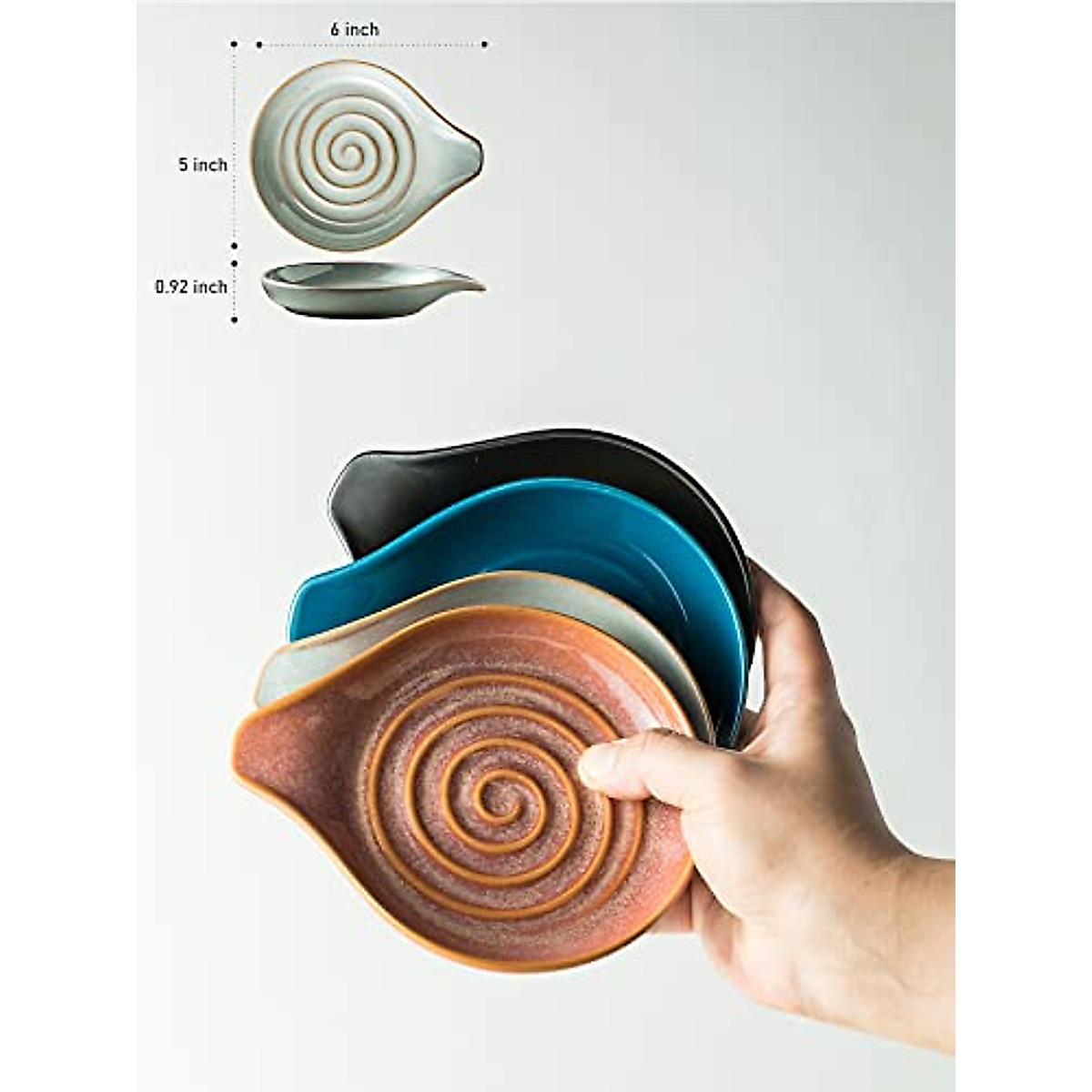 Ceramic Spoon Rest for Stove Top, Large Spoon Holder for Kitchen Counter Decor, 5" Cooking Spoon Rest Heat-Resistant, Gray