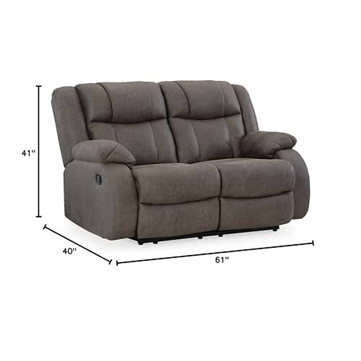 Signature Design by Ashley First Base Contemporary Faux Leather Manual Reclining Loveseat, Gray