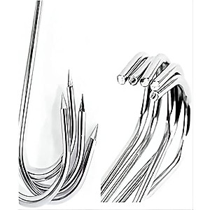 jeoyswe Meat Hook (4inch 4mm) Smoker Hooks Stainless Steel 304, Meat Hooks Processing for Sausage, Beef ,Bacon, Poultry, Deer, Moose